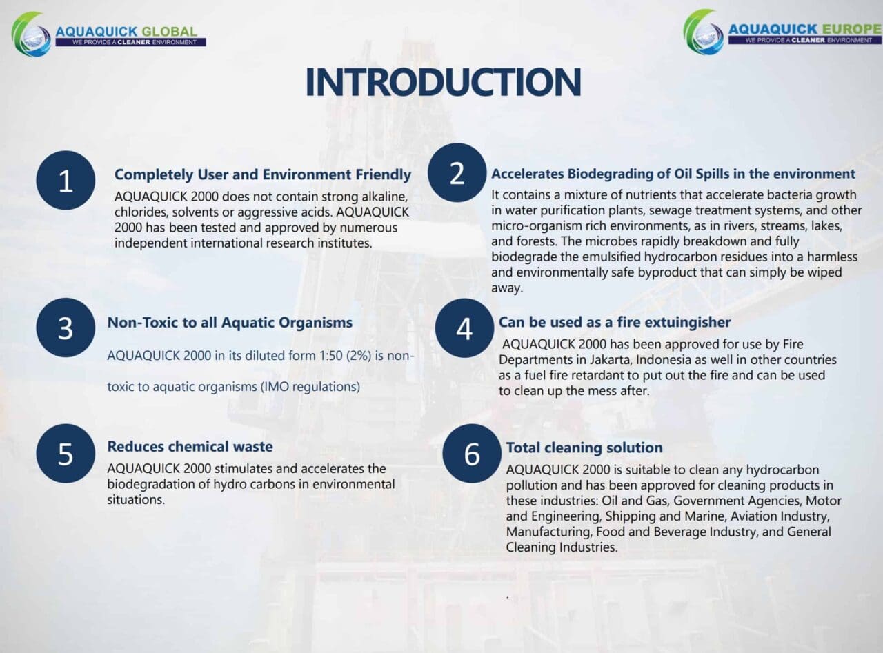AQUAQUICK 2000 产品介绍和培训材料 2015 版 - AQUAQUICK 2000 - 溢油分散剂 - 全球制造商